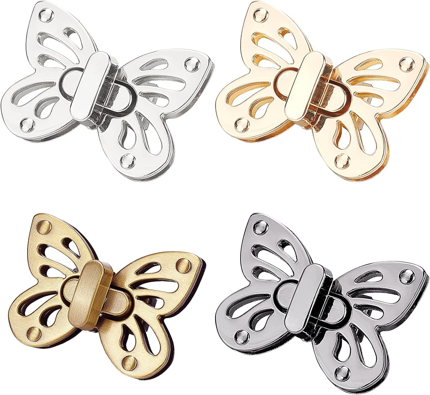 4 Colors Butterfly Metal Purse Twist Lock 4 Sets Purse Turn Locks Bag ...
