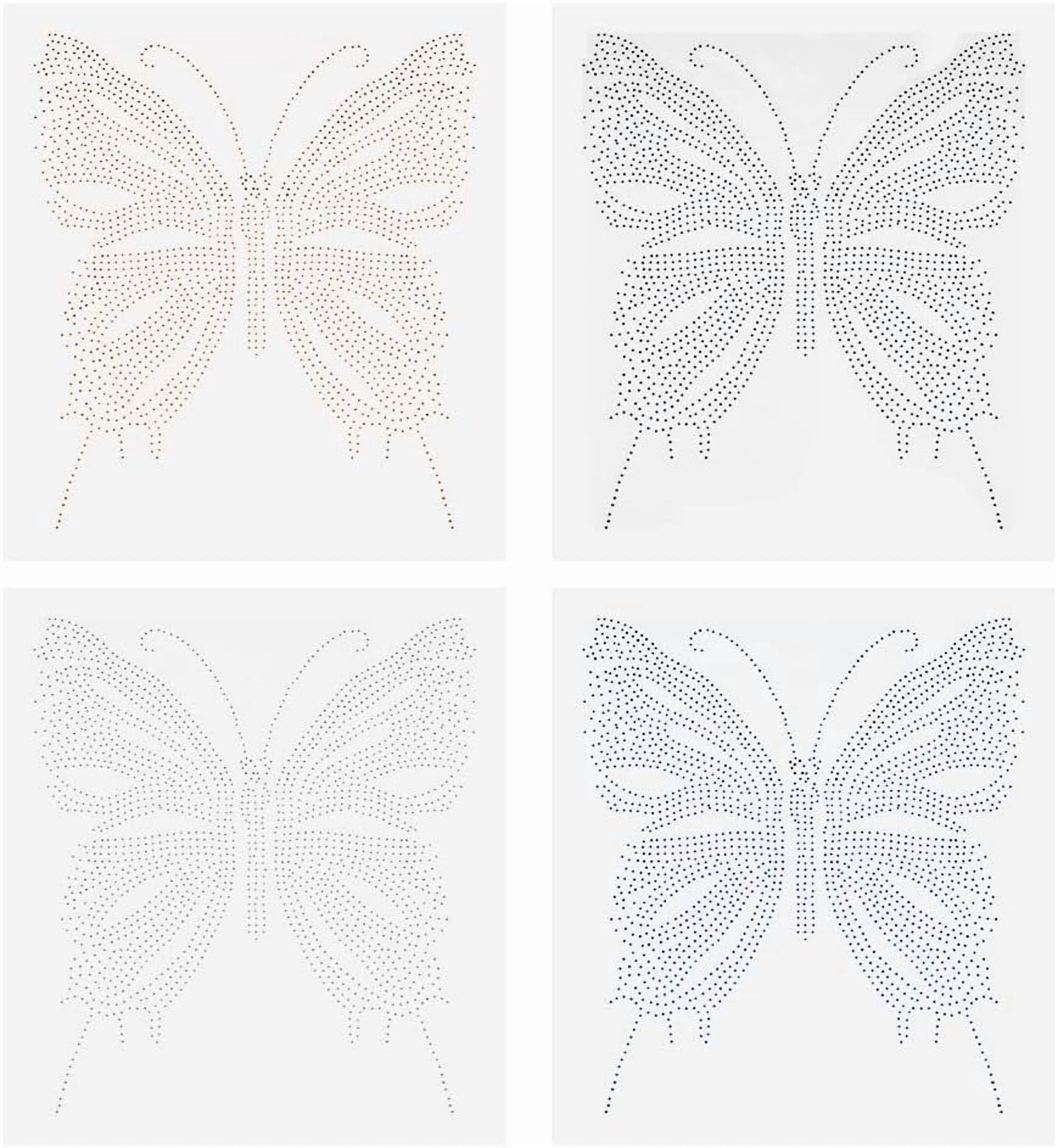 4 Colors Butterfly Shape Rhinestone Iron on Hotfix Transfer Decal Clear ...