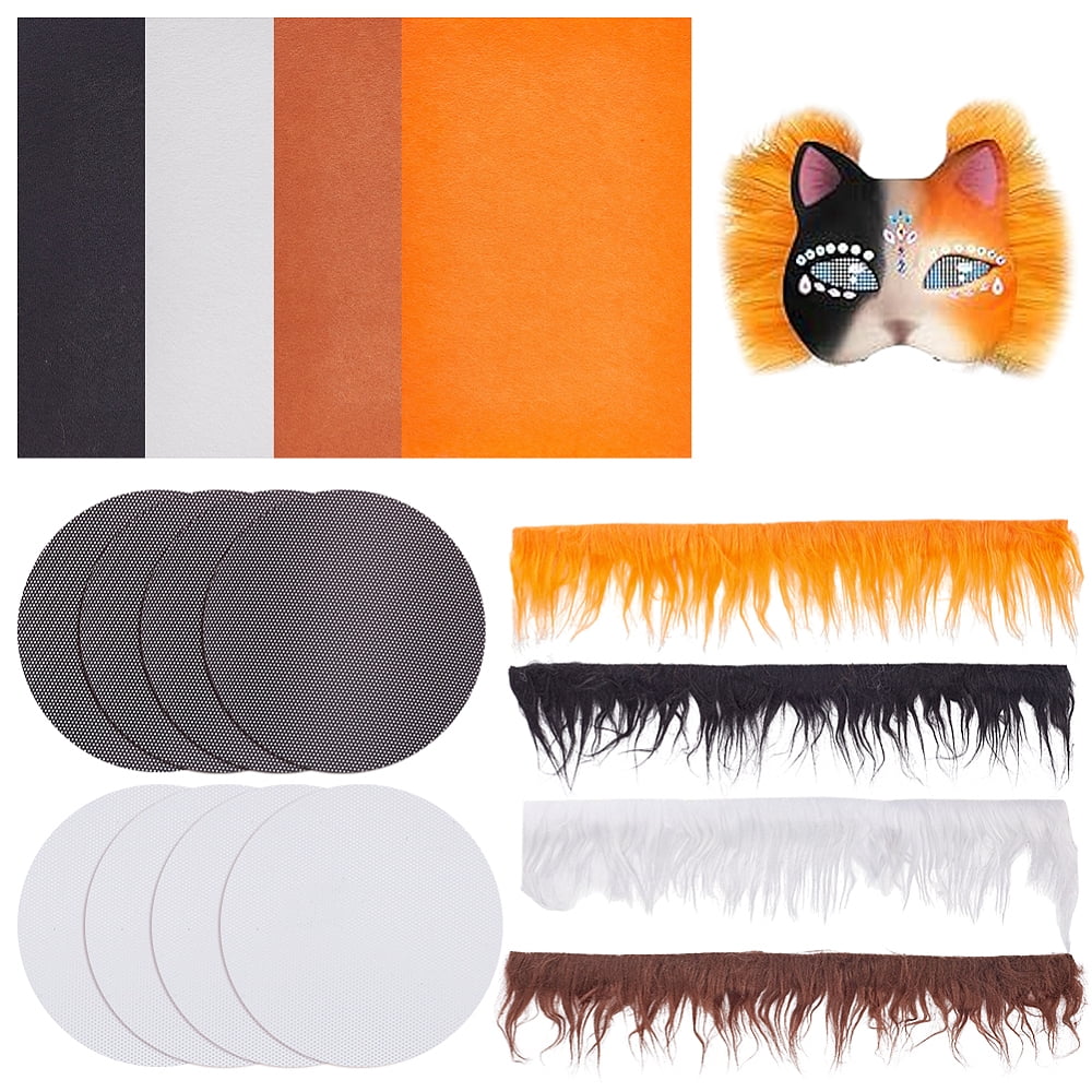 4 Colors Cat Mask Kit with Plastic Mesh Sheet Felt Fabric Sheet ...
