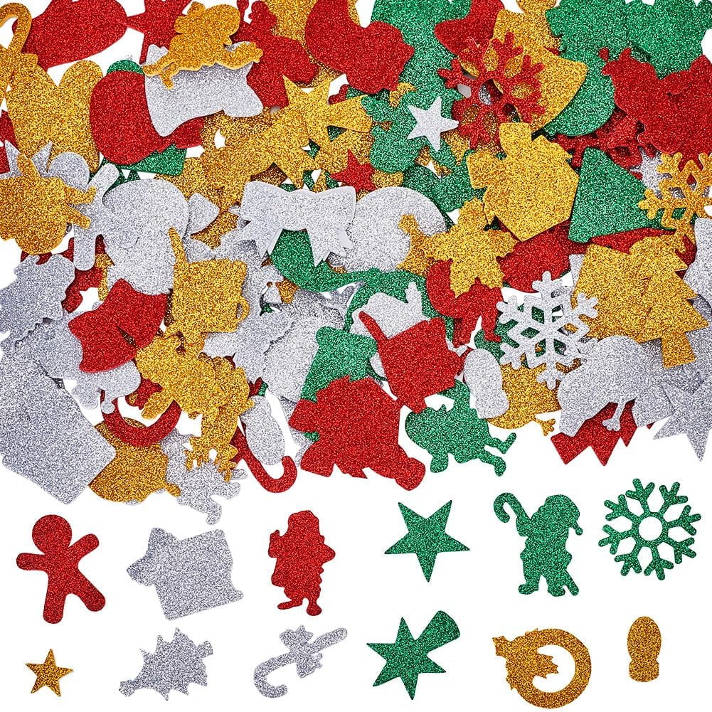 4 Colors Christmas EVA Foam Stickers Snowflake Christmas Tree Sock ...