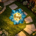 4 Colors Crackle Glass Solar Lotus Flower Yard Light, Rustproof Metal ...