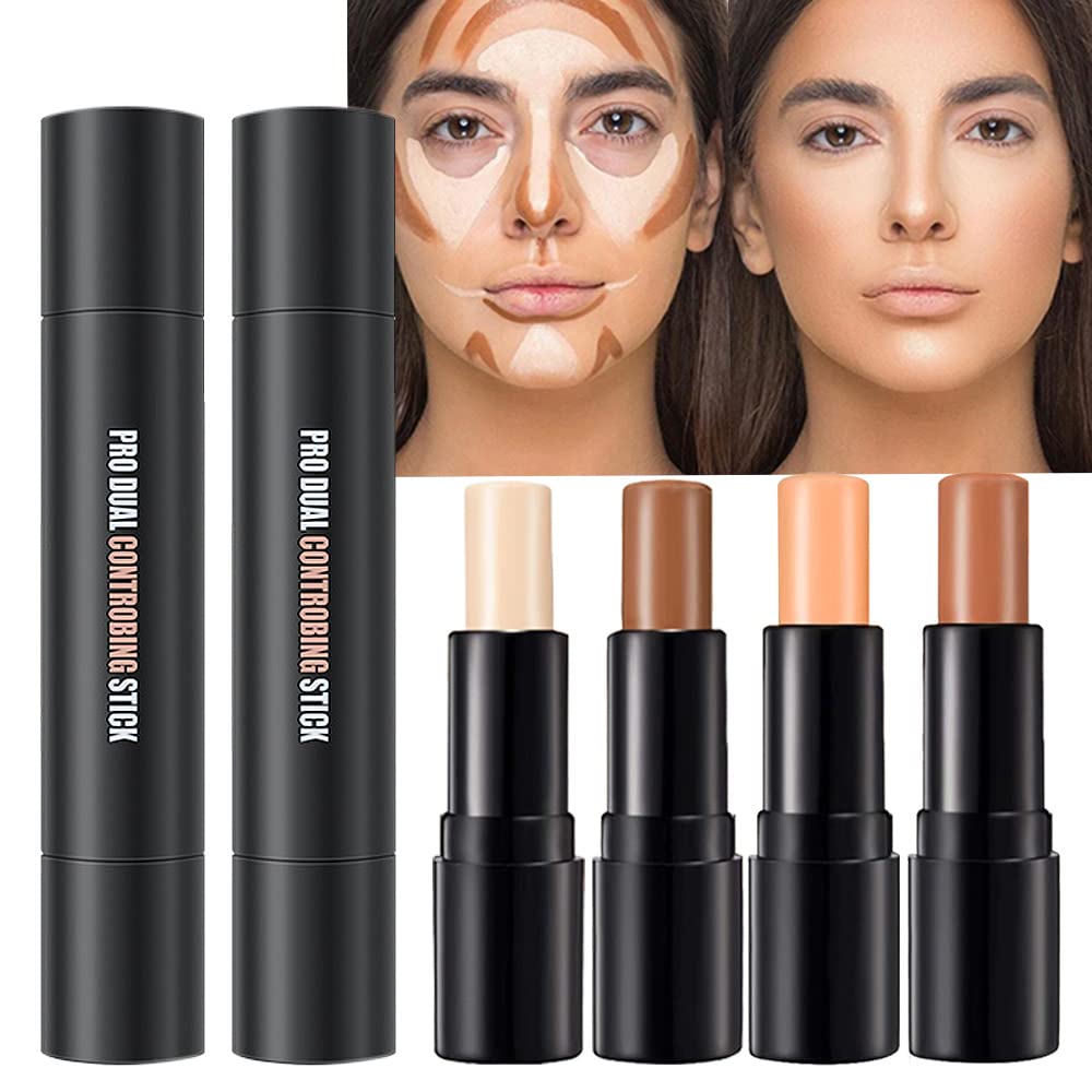 4 Colors Cream Contour Sticks Makeup Kit, Primer Face Highlighter ...