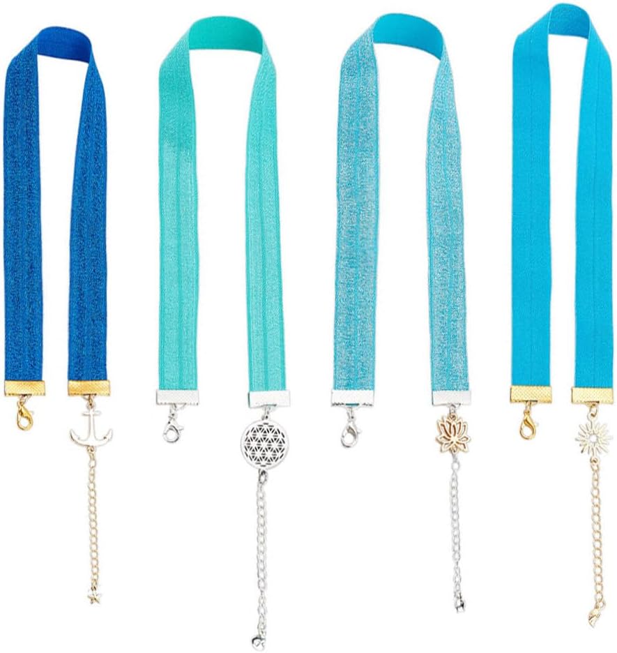 4 Colors Elastic Bookmark 14.5 inch Elastic Rope Bands Bookmarks with ...