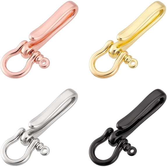 4 Colors Fish Hook Keychain U Hook Key Holder Solid Brass Key Ring ...