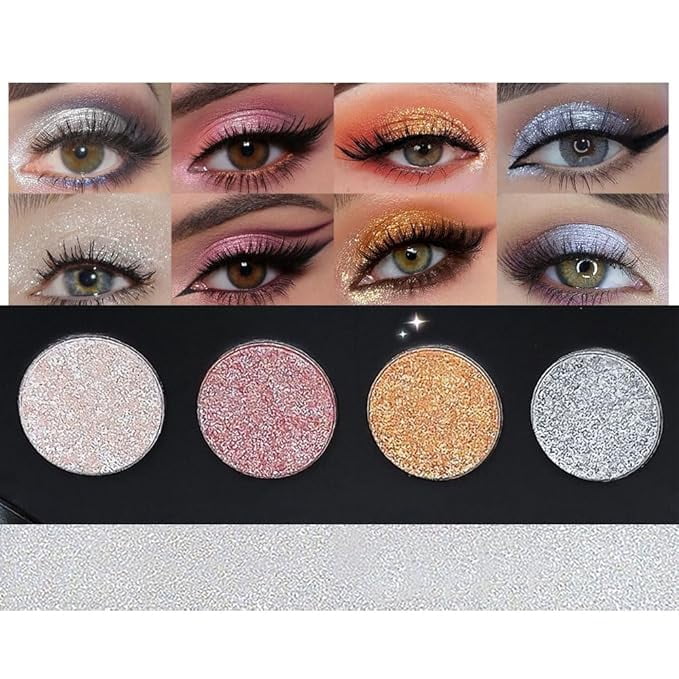4 Colors Highlight Silver Gold Eyeshadow Palette, SHANY Cosmetics ...