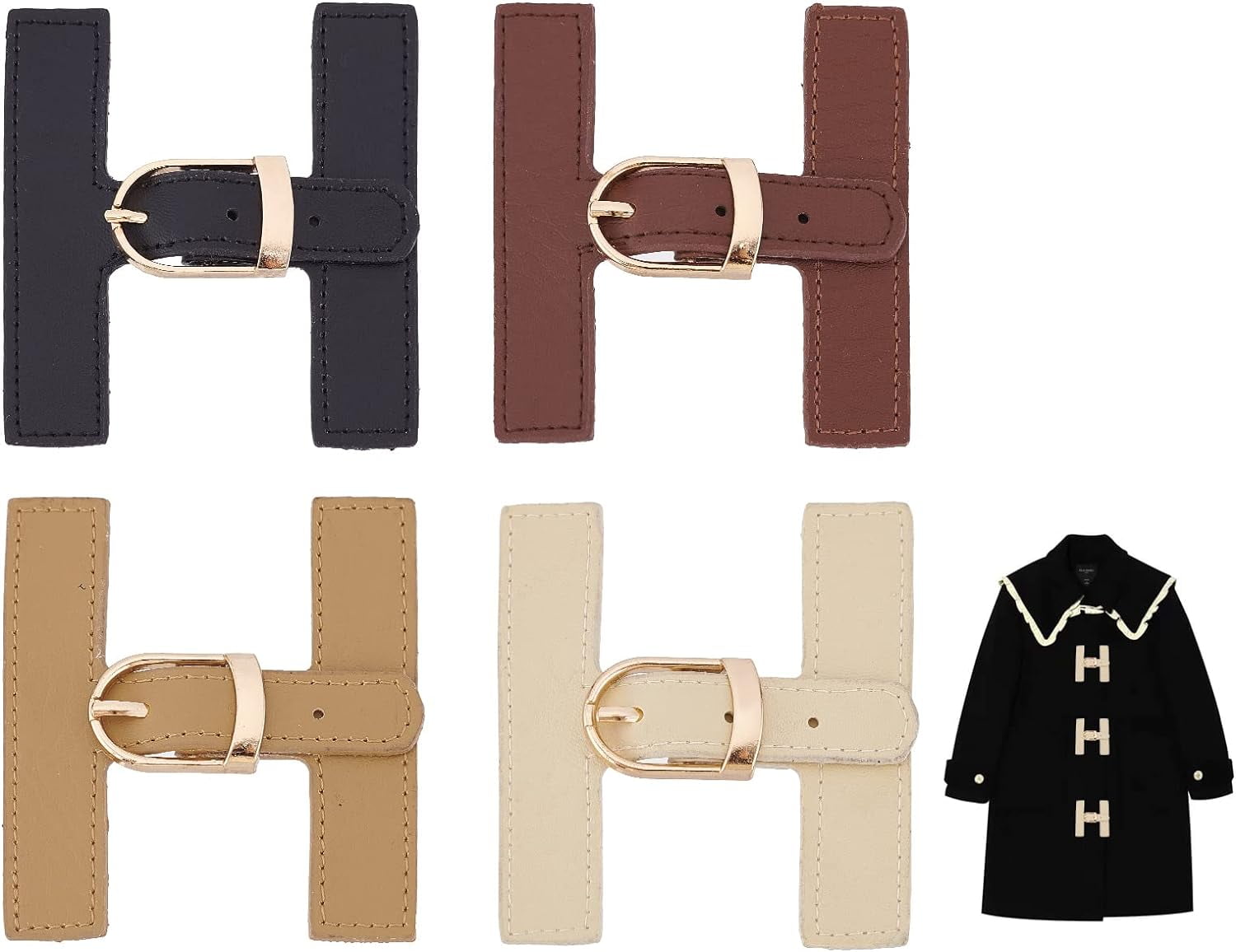 4 Colors Leather Sew-on Toggle Closure with Metal Buckle Leather Tab ...