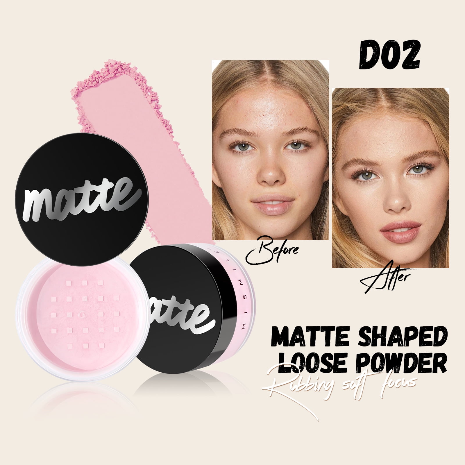 4 Colors Matte Loose Powder Face Whitening Skin Finish Transparent Pink Nude Mineral Makeup ...
