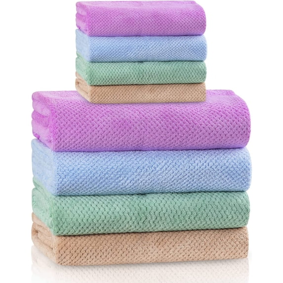 4 Colors Microfiber Towel Set Super Soft and Absorbent Quick-Dry ...