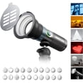 4 Colors Photography Flashlight with 20 Magnetic Pattern Gobos, 8400mAh ...