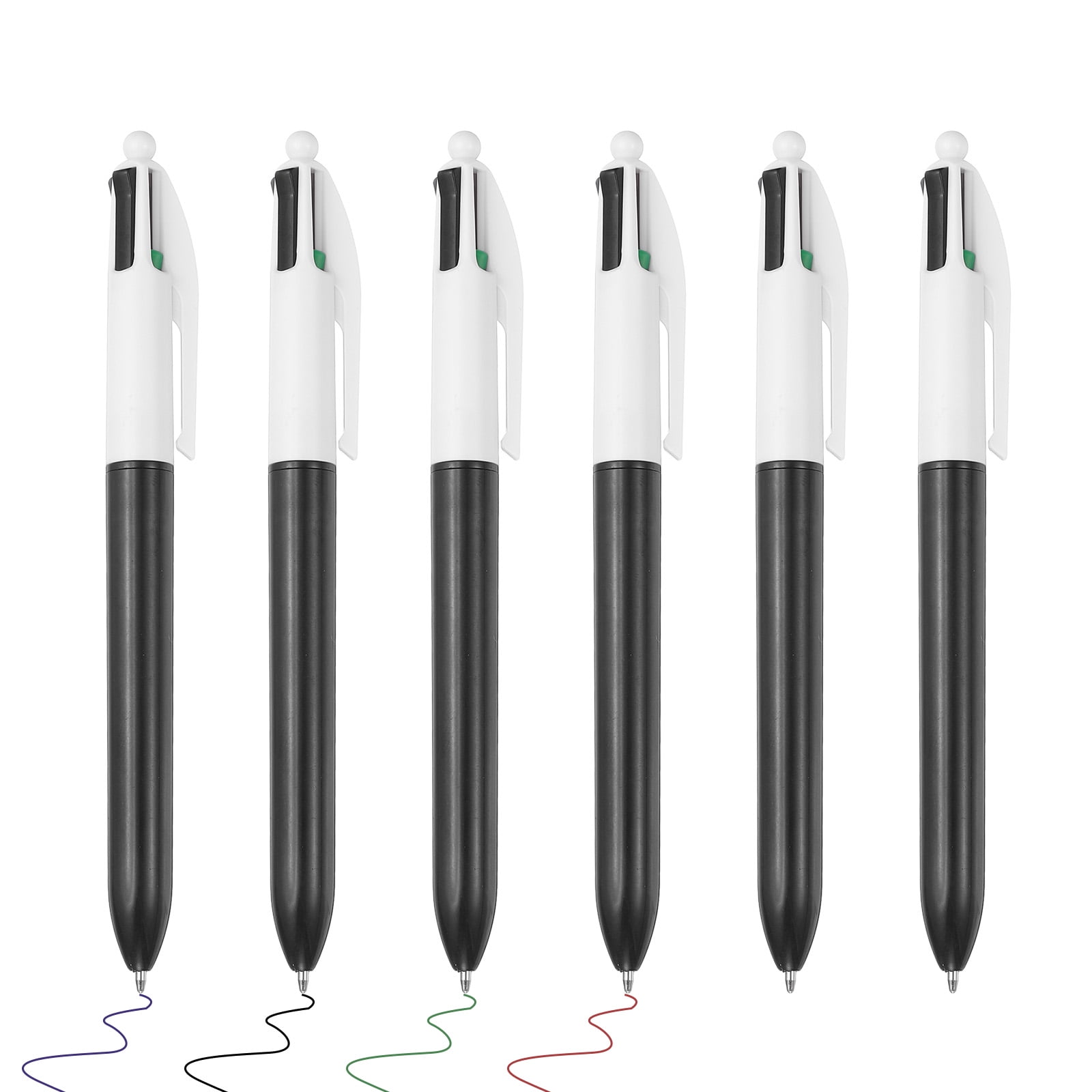 4 Colors Retractable Ballpoint Pen, 6Pcs Plastic Pens 1.0mm Point ...