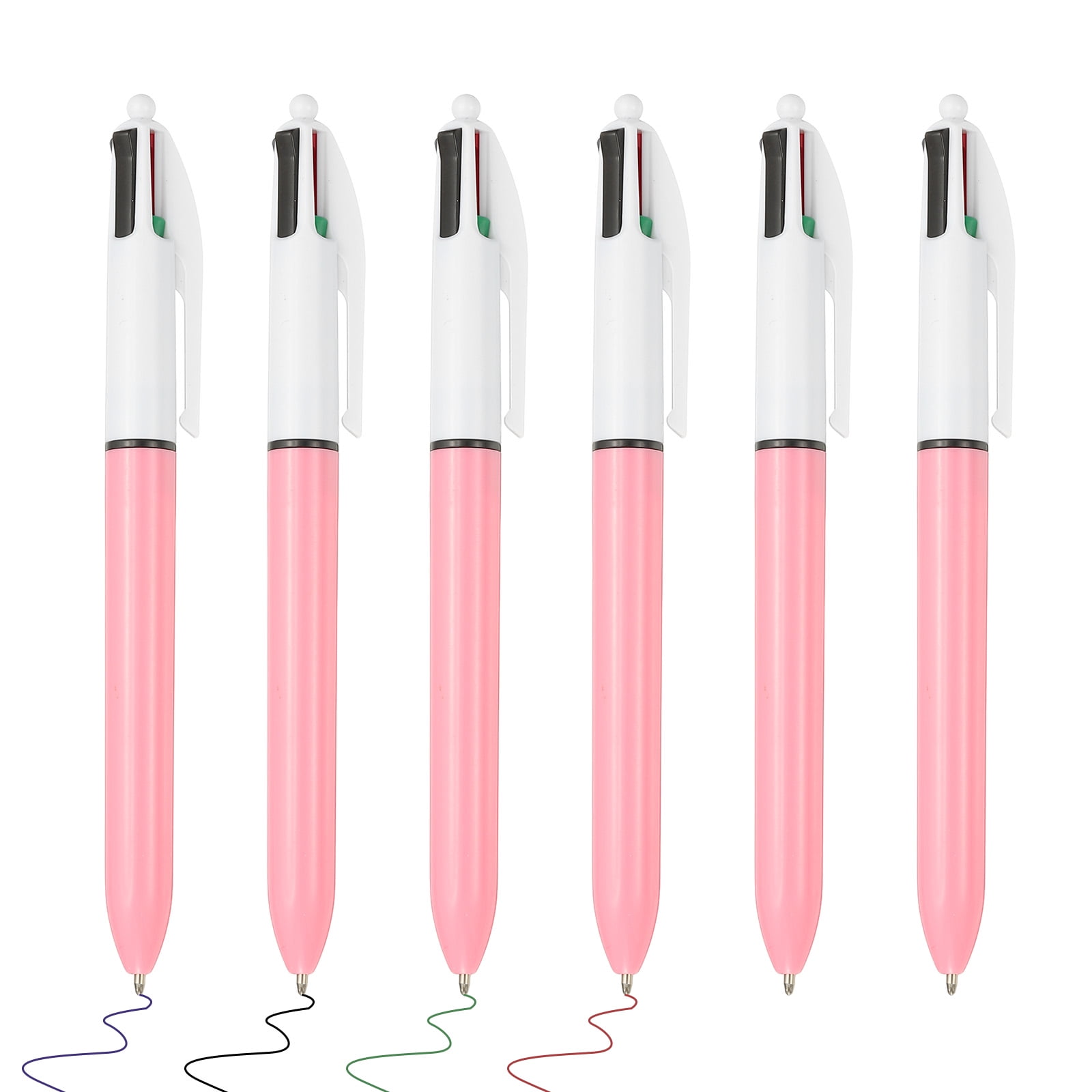 4 Colors Retractable Ballpoint Pen, 6Pcs Plastic Pens 1.0mm Point, Pink ...