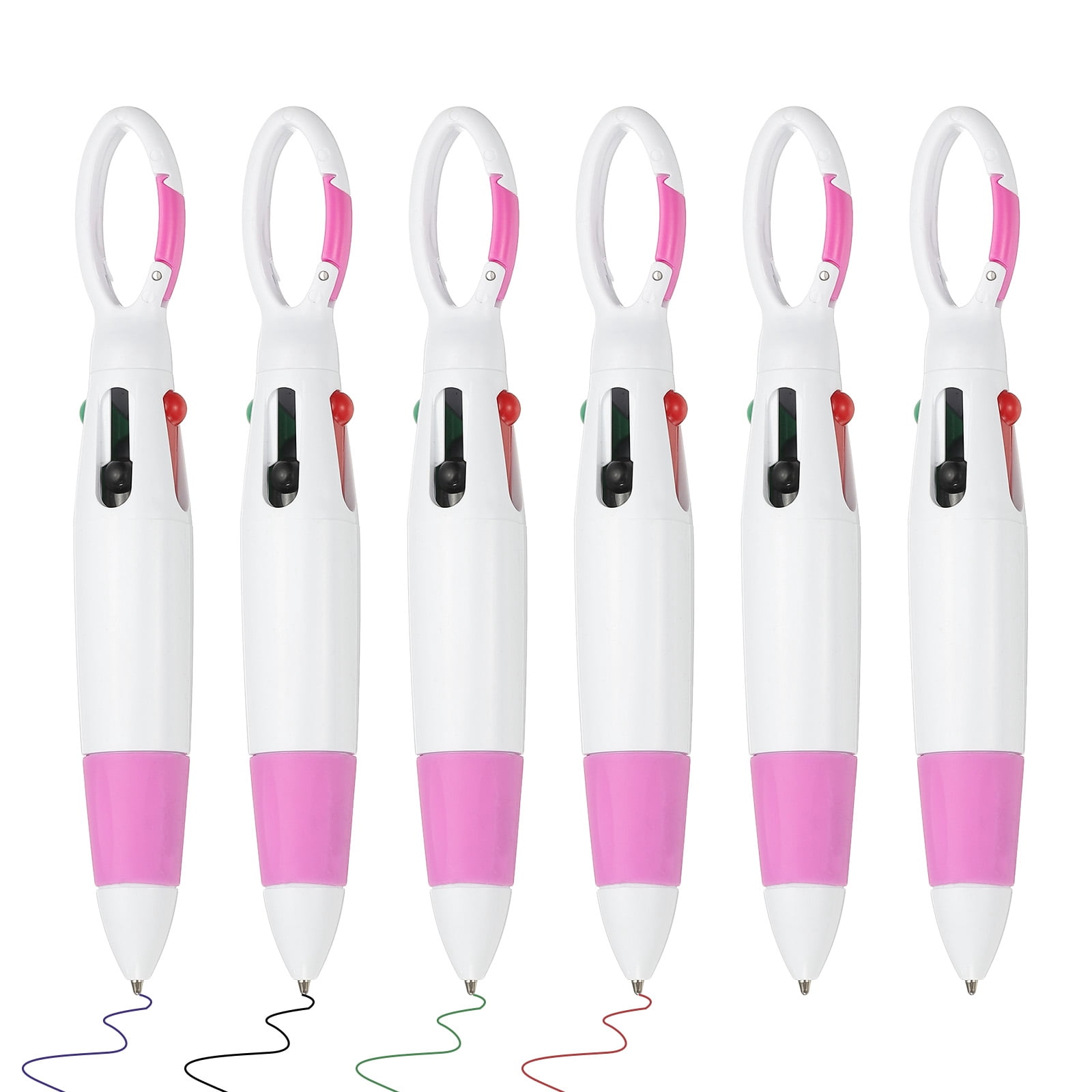 4 Colors Retractable Ballpoint Pens 6Pcs 1.0mm Ballpoint Pen with Clip ...