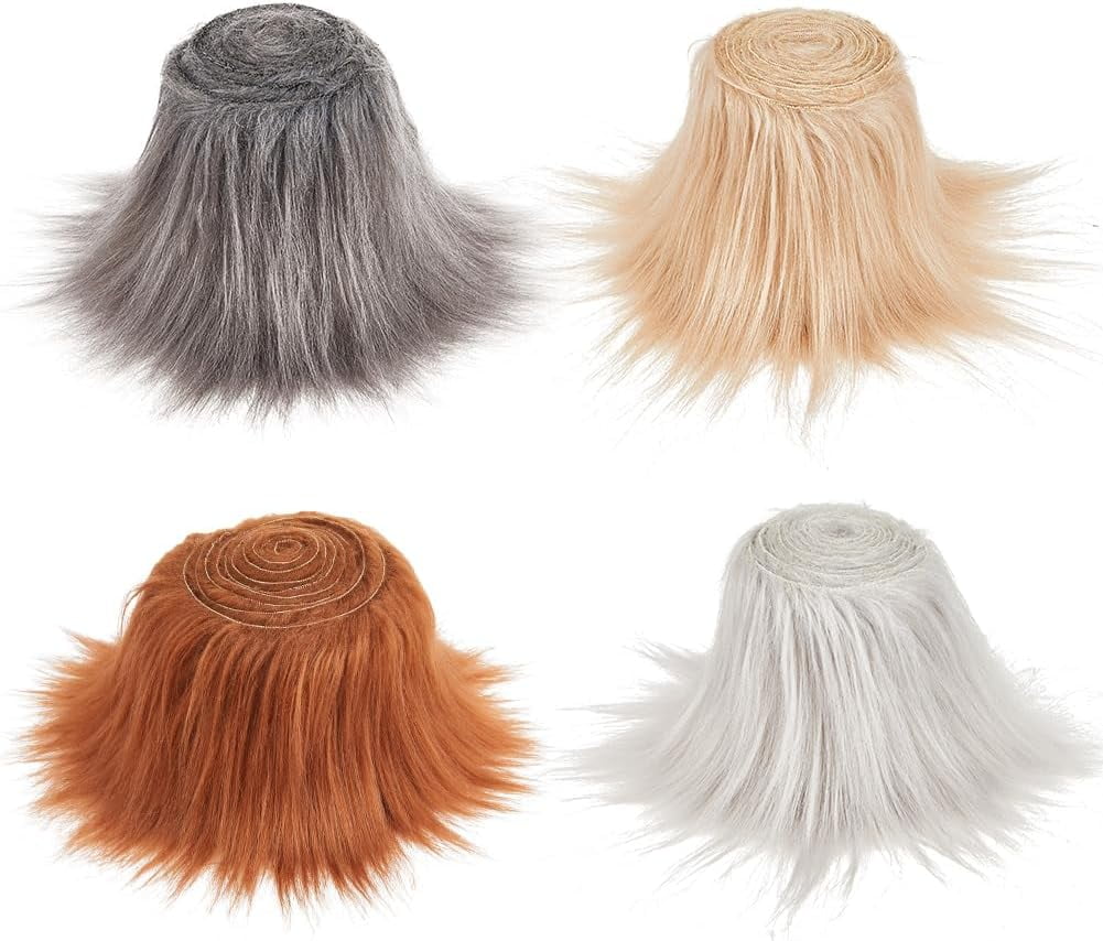 4 Colors Shaggy Plush Faux Fur Fabric Precut Strips 4" Wide Furry Fluffy Fuzz Craft Sewing Fur ...