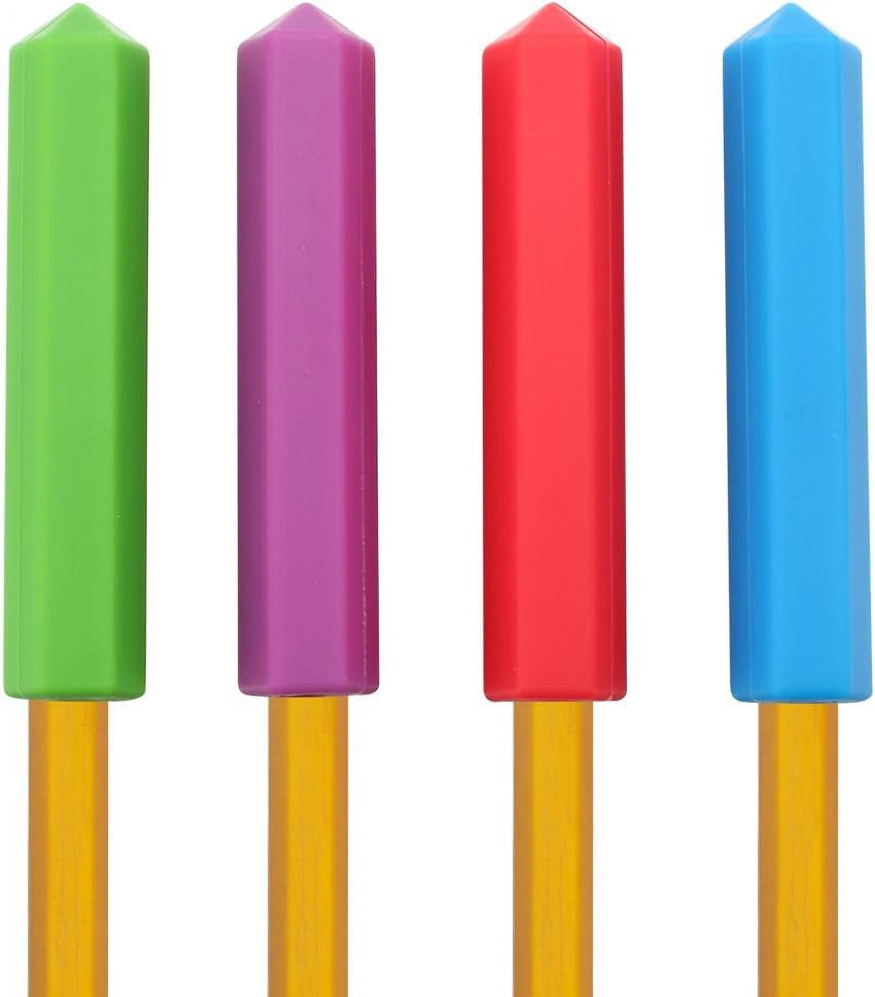 4 Colors Silicone Chewable Pencil Toppers Gemstone Shape Cushions Grips ...