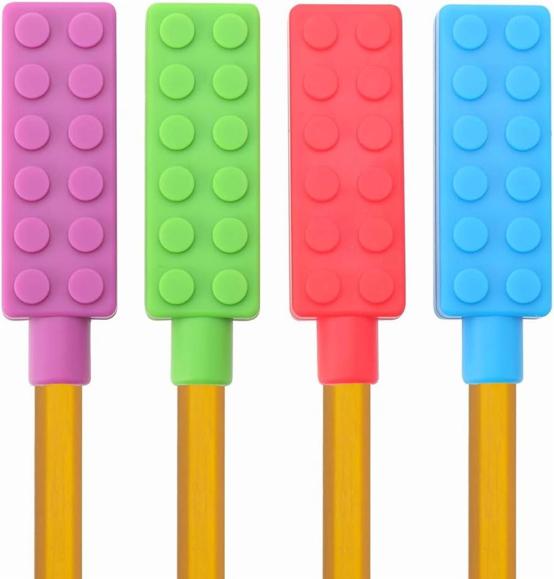 4 Colors Silicone Pencil Toppers Building Block Design Cushions Grips ...