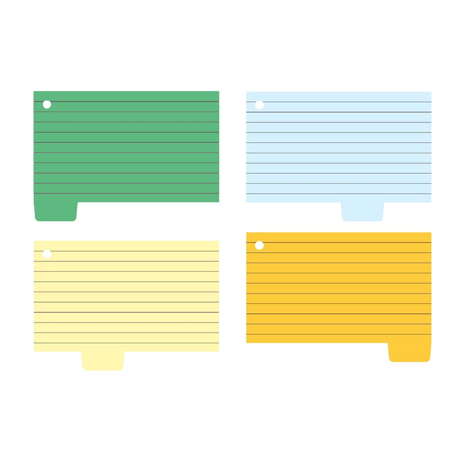 4 Colors Tabbed Cards, Lined Revision Cards Colorful Cards 100 Sheets ...