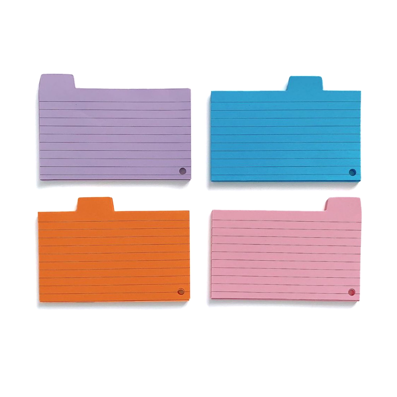 4 Colors Tabbed Cards, Lined Revision Cards Colorful Cards 100 Sheets ...