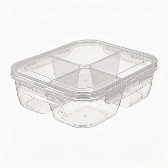 4 Compartment Airtight Fridge Storage Box, Food Grade Divided Meal Prep ...