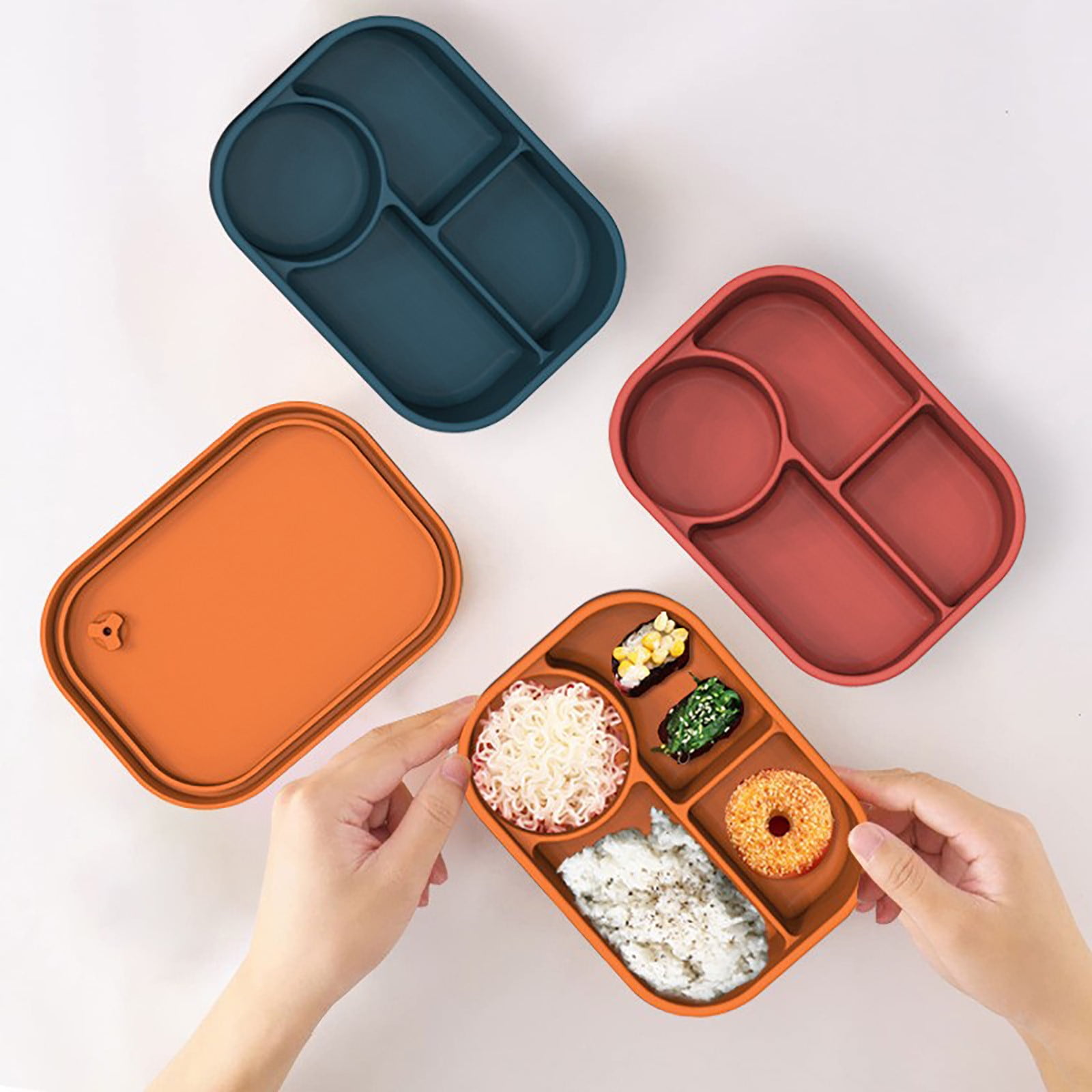 4-Compartment Bento Lunch Box for KlDs & Adults - 800ml Food-Grade ...