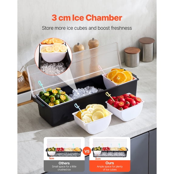 4 Compartment Chilled Condiment Server BPA Free Plastic Cold Serving ...