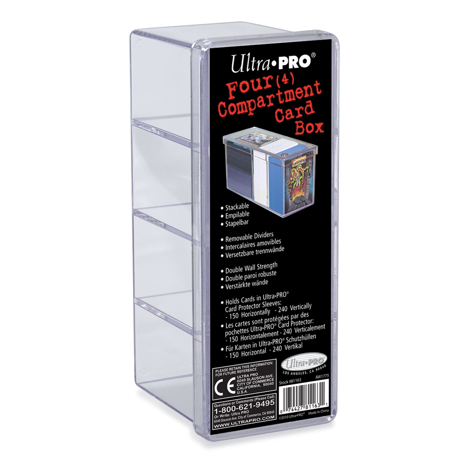 Ultra Pro 4-Compartment Clear Card Box with Removable Dividers, Plastic ...