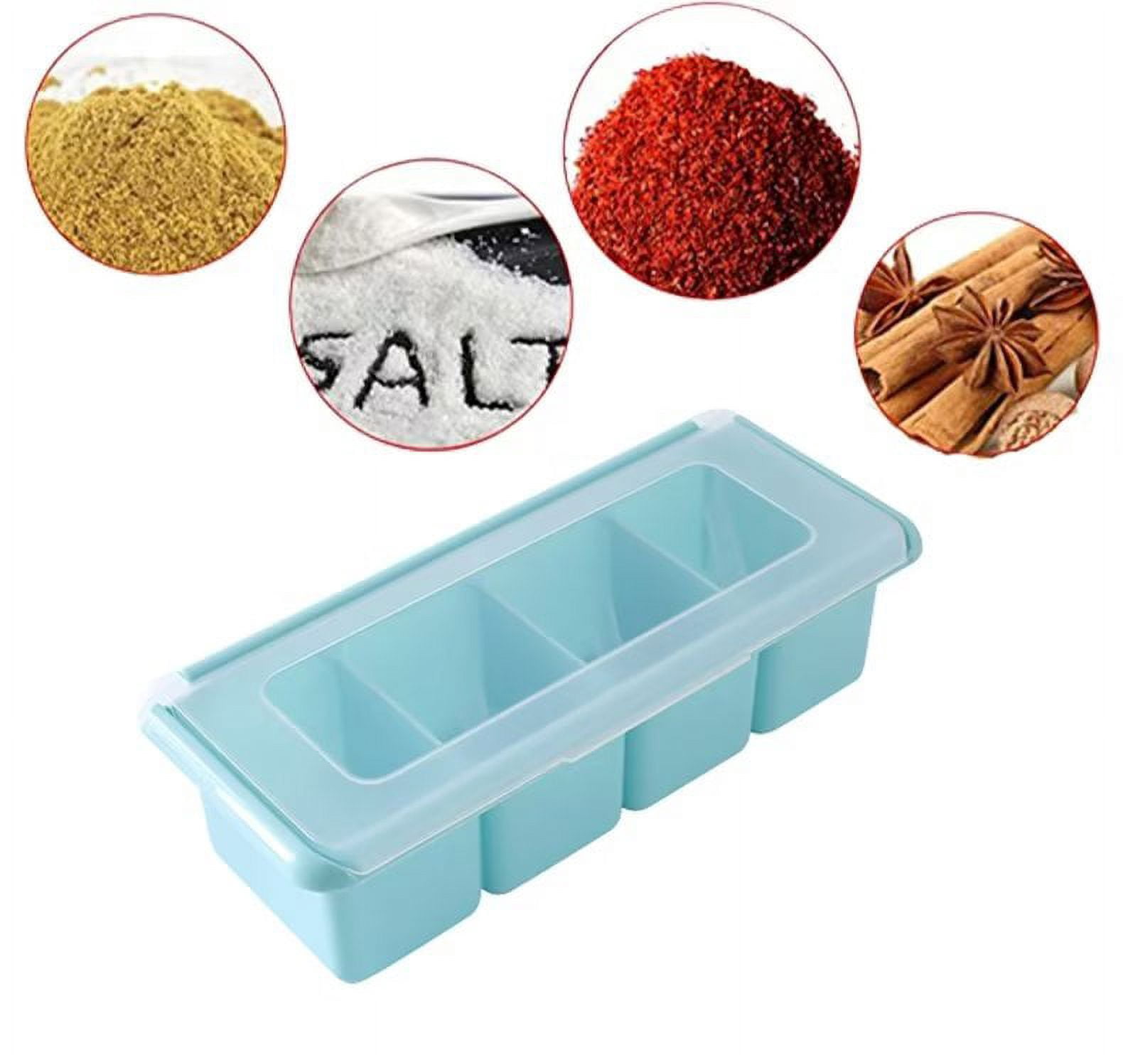 4 Compartment Condiment & Spice Box Serving Set with Spoons - Seasoning ...