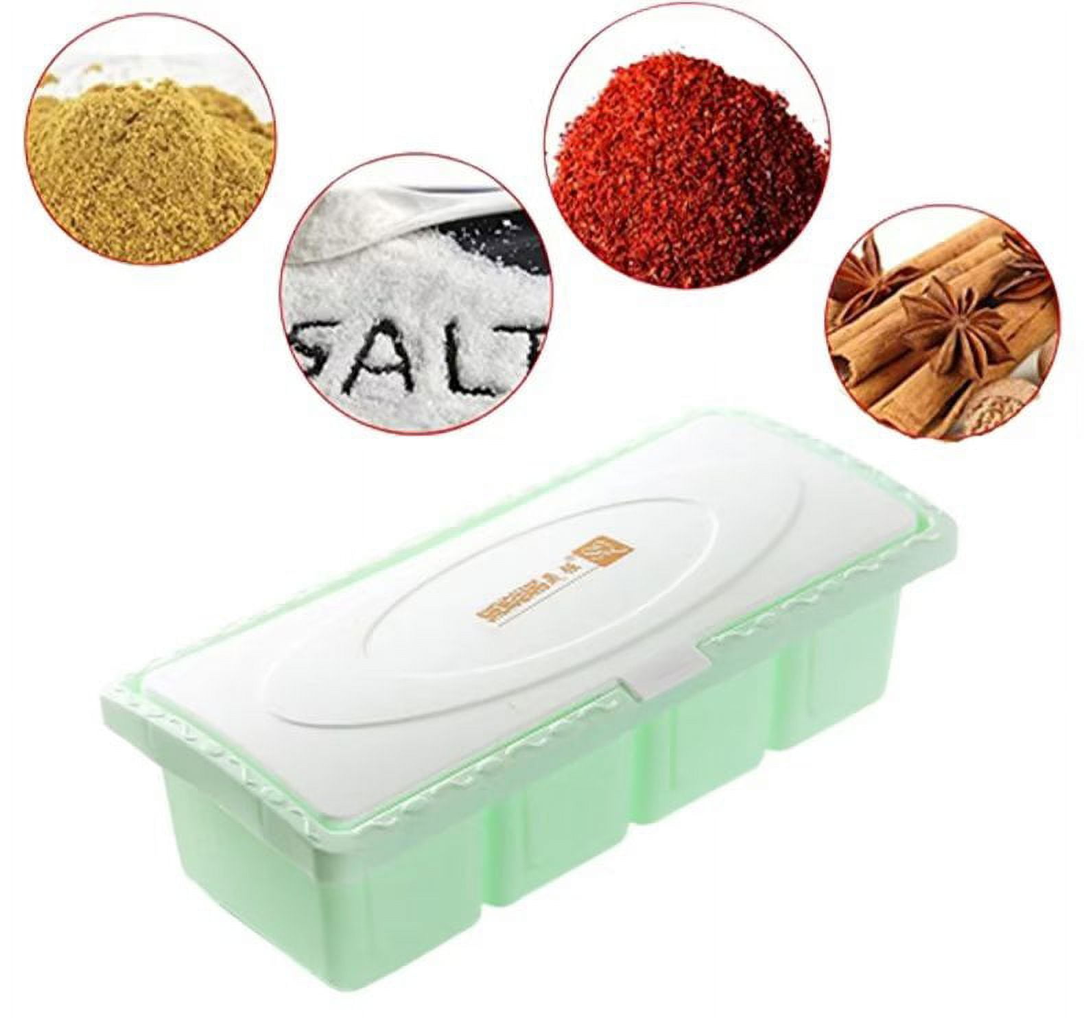 4 Compartment Condiment & Spice Box Serving Set with Spoons - Seasoning ...