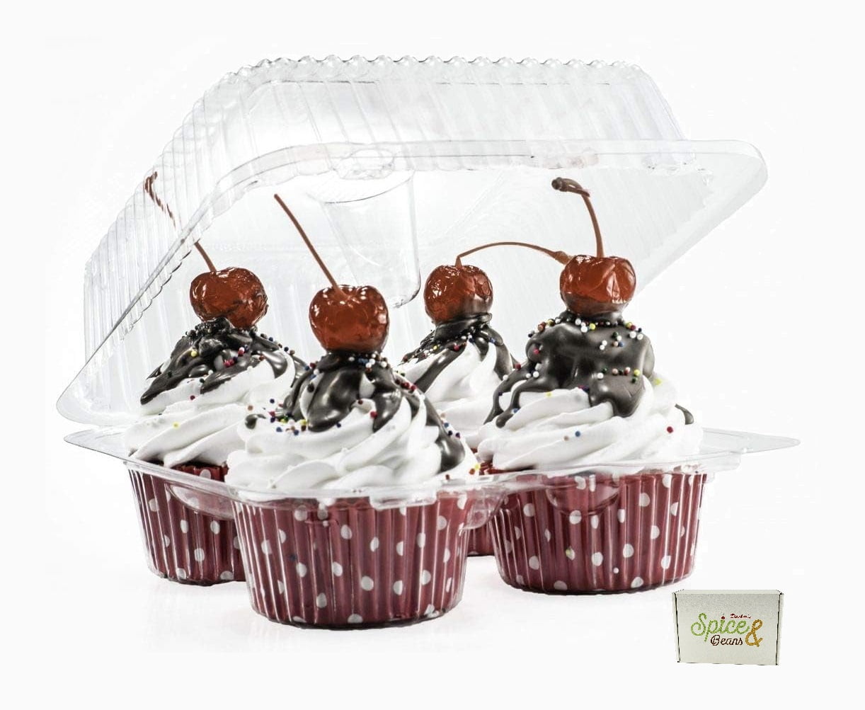 4 Compartment Cupcake Boxes | Clear Plastic Cupcake Container ...