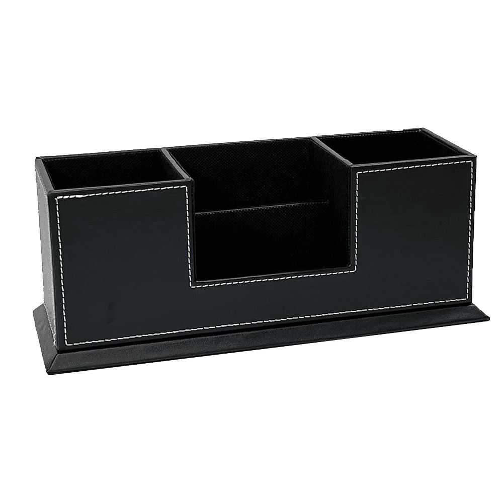 4-Compartment Desk Organizer - Dual Pen Holder - Desktop Card/Pen ...