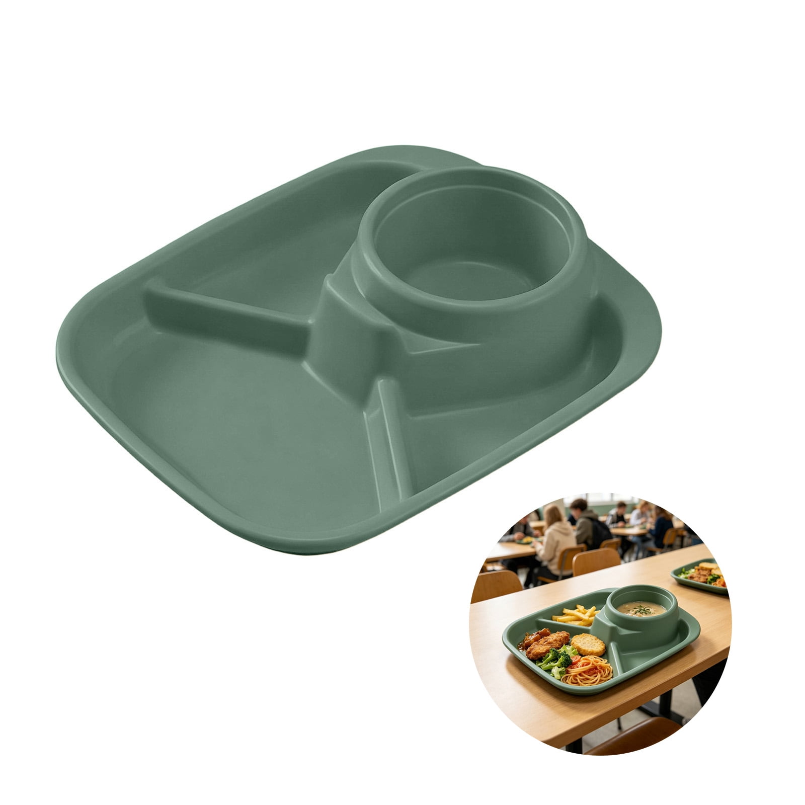 4‑Compartment Divided Meal Tray, Lightweight Dinner Plate, Microwave ...