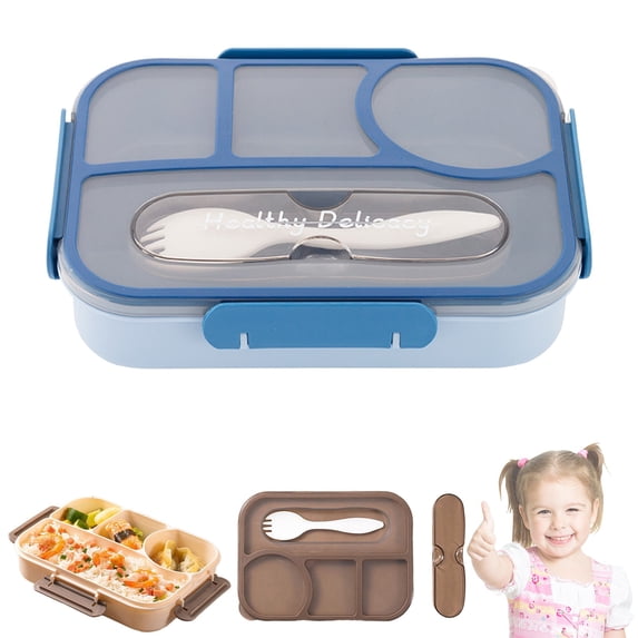 4 Compartment Leakproof Meal Container, Reusable Portable Food Box with ...