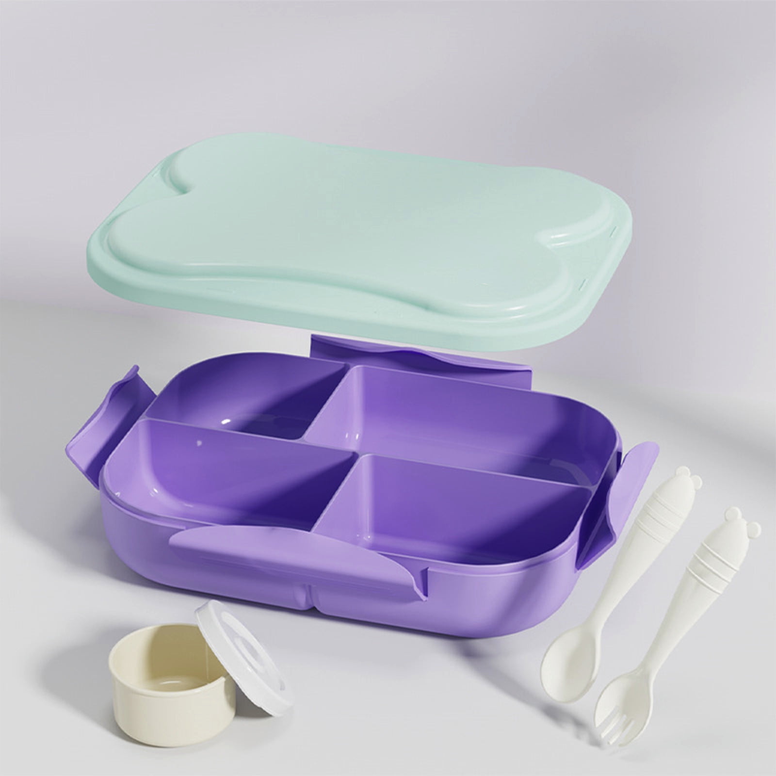 4 Compartment Lunch Box Lunch Containers Bento Box With Spoon And Fork ...