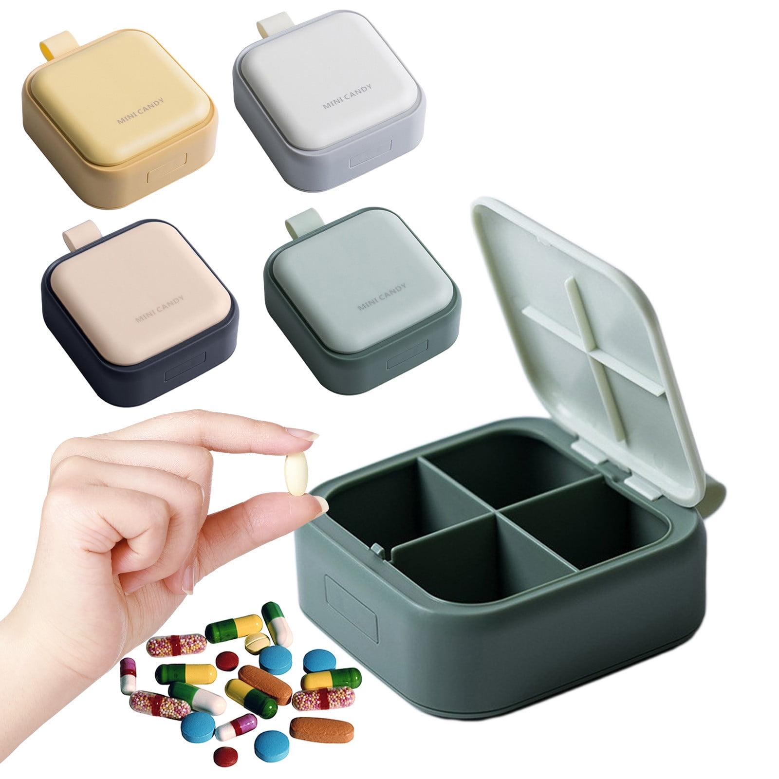 4-Compartment Plastic Vitamin Organizer Box, 8.5x7x3cm, Damp Proof ...