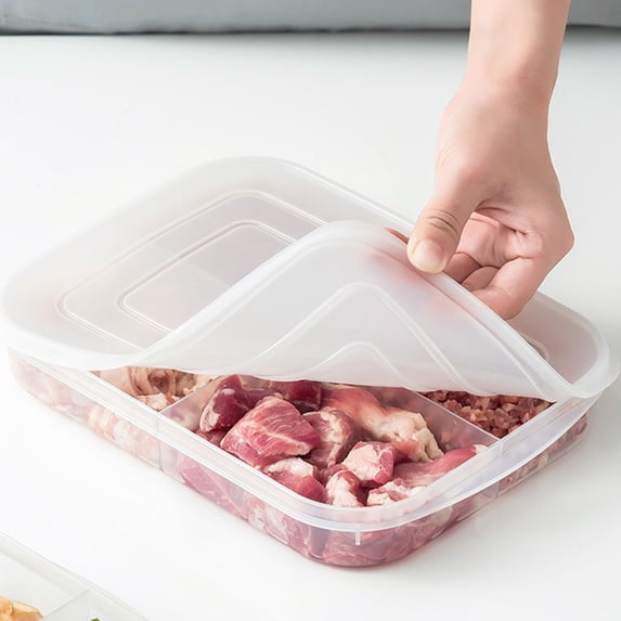 4-Compartment Removable Divided Platter Storage Container with Lids ...