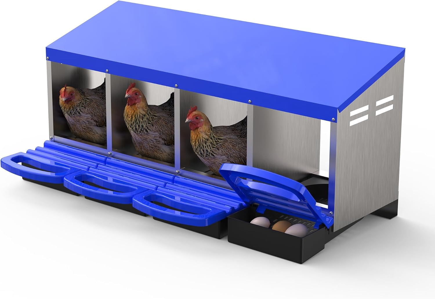 4-Compartment Roll Away Chicken Nesting Box Wall Mount Hen Laying Box ...