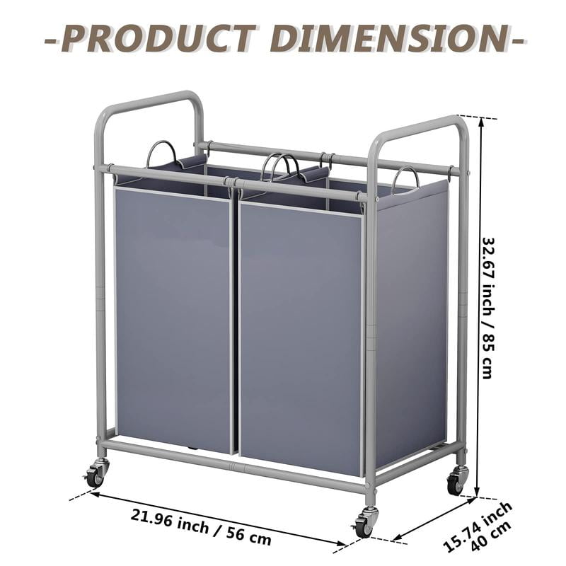 4-Compartment Rolling Laundry Sorter – Heavy-Duty Hamper with Lockable ...