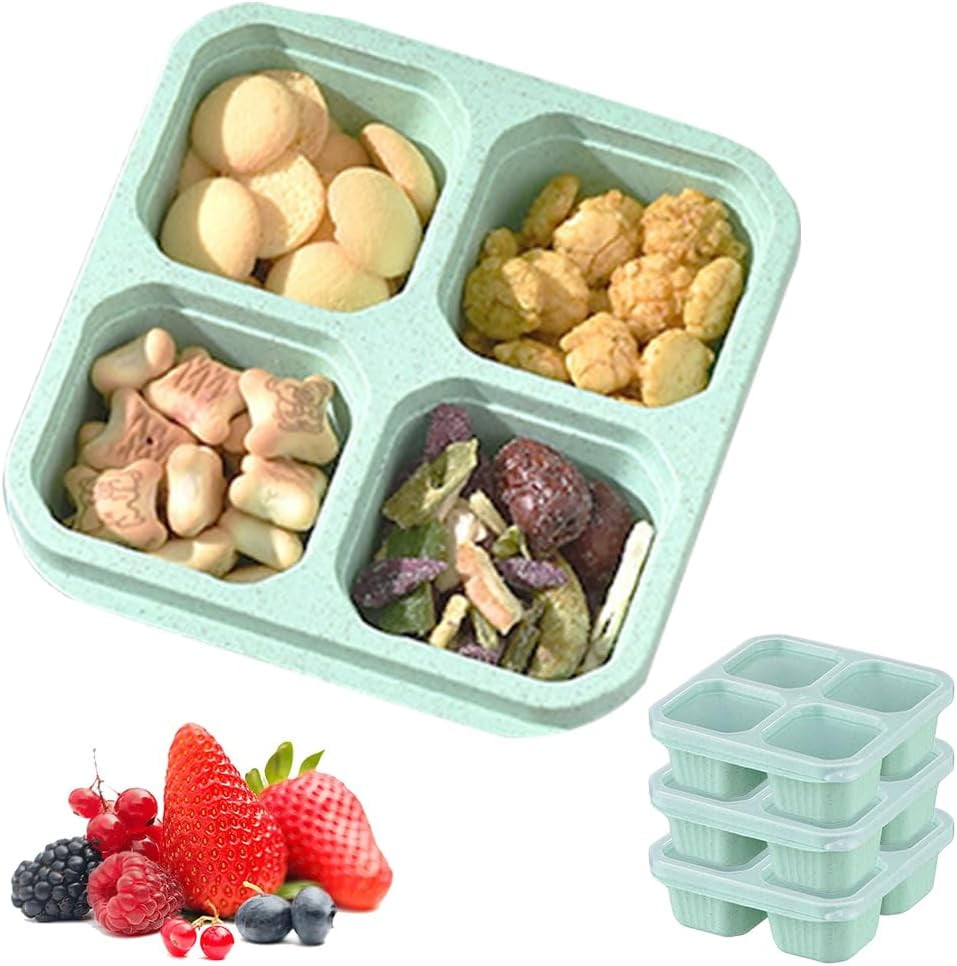 4 Compartment Snack Containers, 4 Pcs Upgraded Snackle Container Box ...