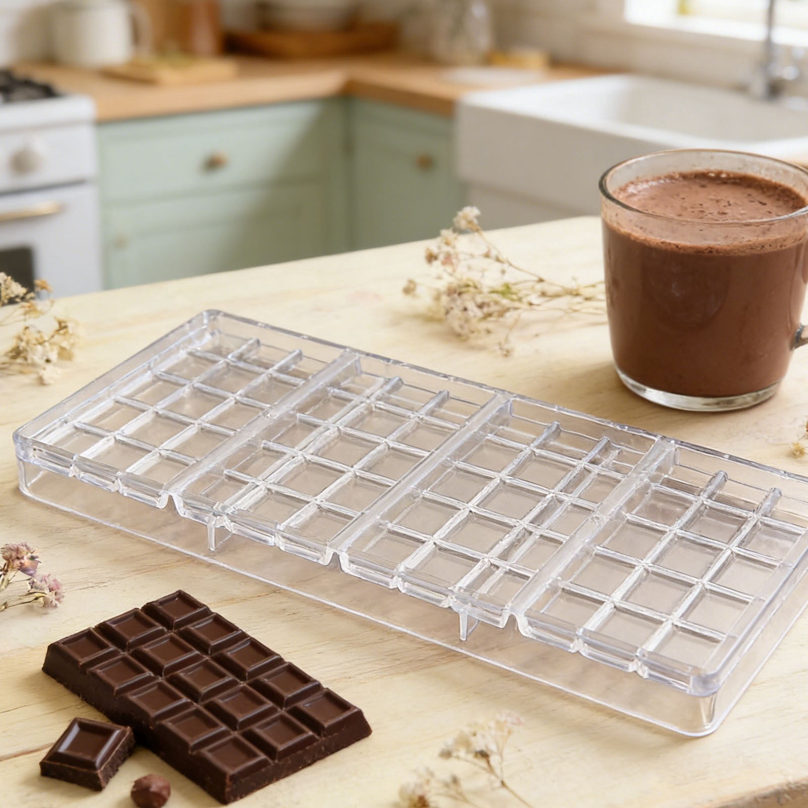 4 Compartment Square Chocolate Mold Transparent DIY Baking Tool Candy ...