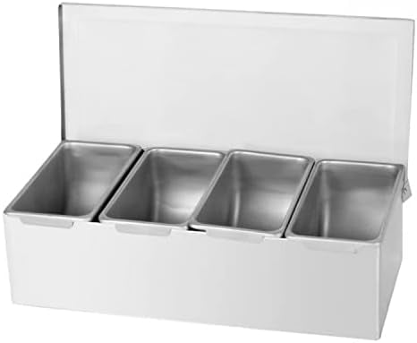 - 4 Compartment Stainless Steel Condiment Bar (Open Bottom)- Condiment ...