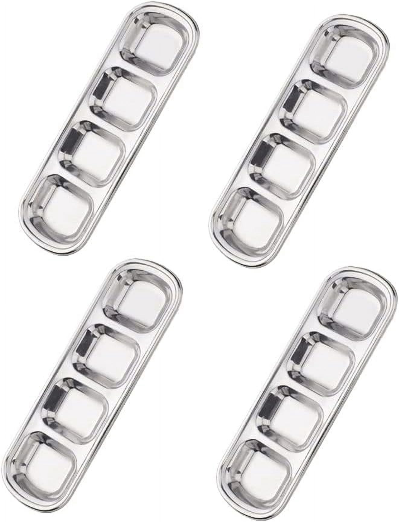 4-Compartment Stainless Steel Dipping Sauce Dish, Set of 4 Appetizer ...