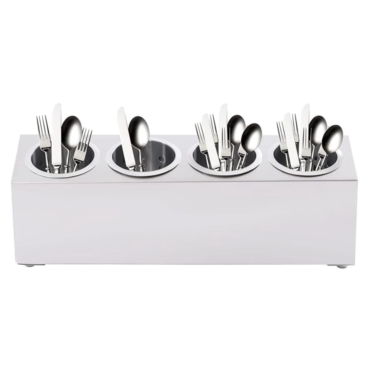 4-Compartment Stainless Steel Utensil Holder, Perforated Silverware ...