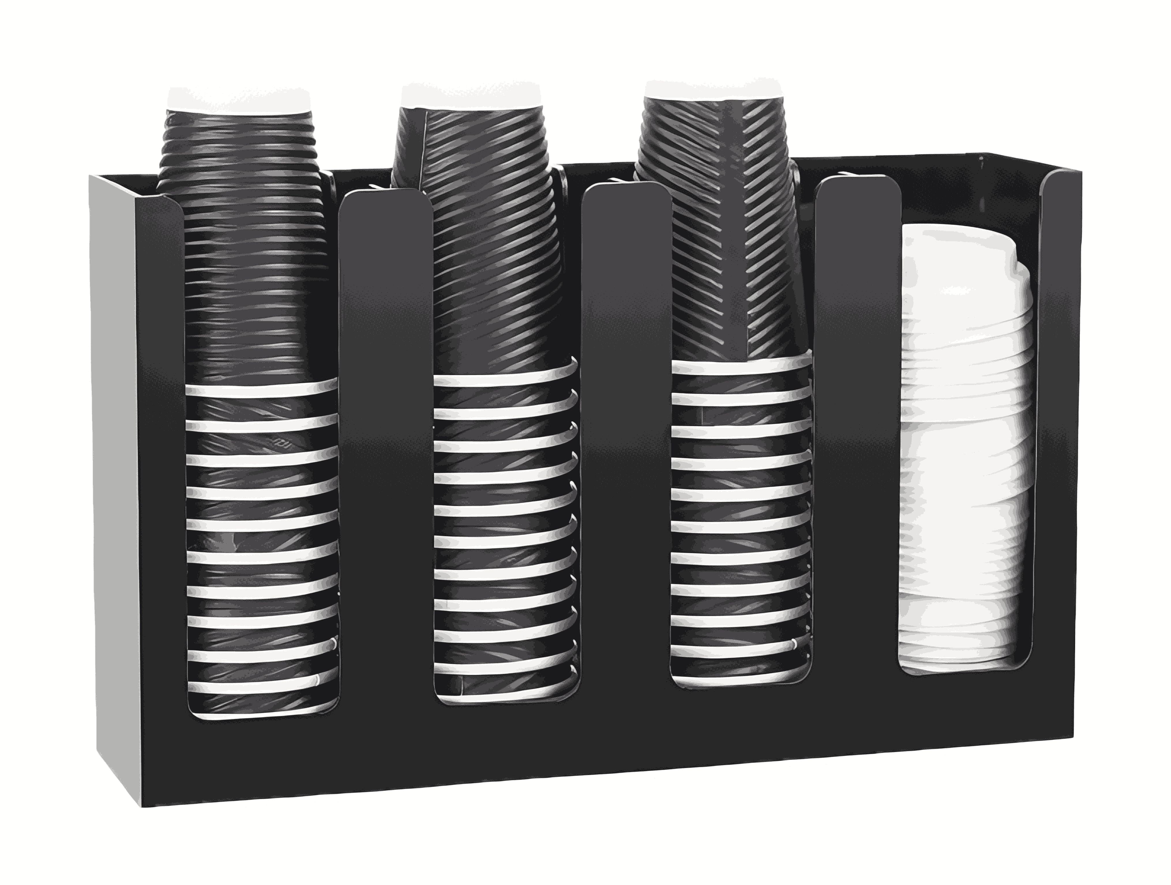 4 Compartments Acrylic Coffee Cup and Lid Storage Organizer Holder ...