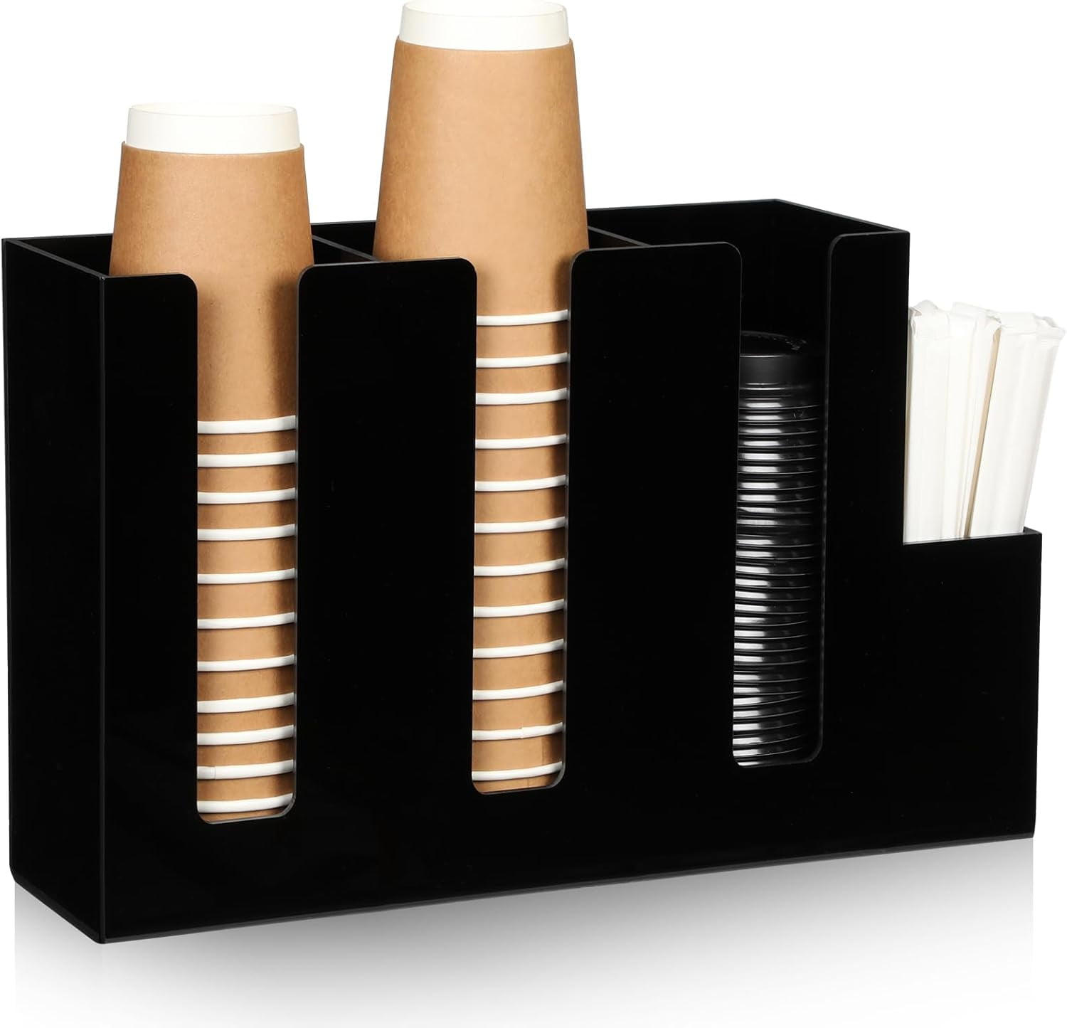 4 Compartments Acrylic Coffee Cup and Lid Storage Organizer Holder ...