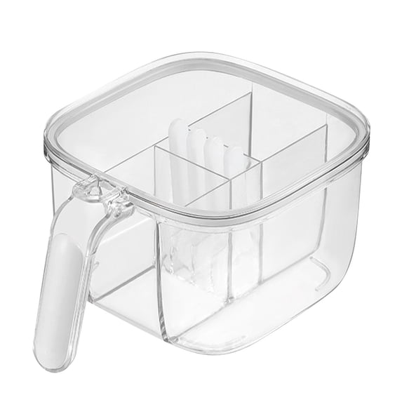 4 Compartments Clear Seasoning Box with Lid and Spoon Plastic Spice ...