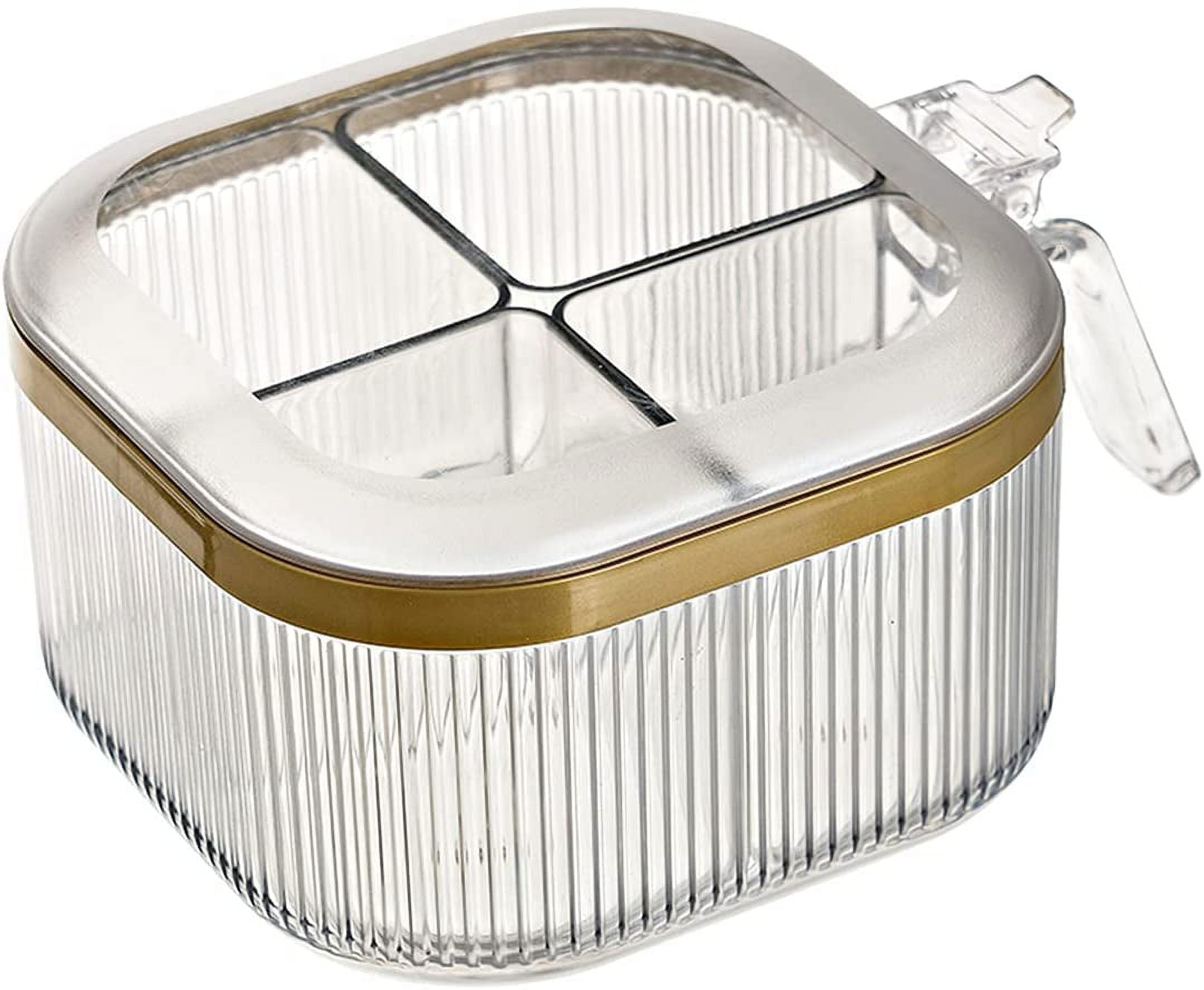 4 Compartments Seasoning Box With Lid,Clear Seasoning Storage Box ...