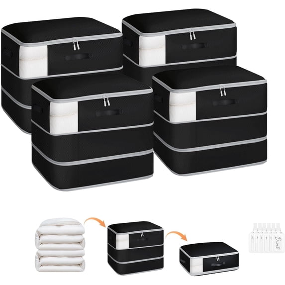 4 Compression Storage Bags - 110L Large Capacity Comforter Storage Bag ...