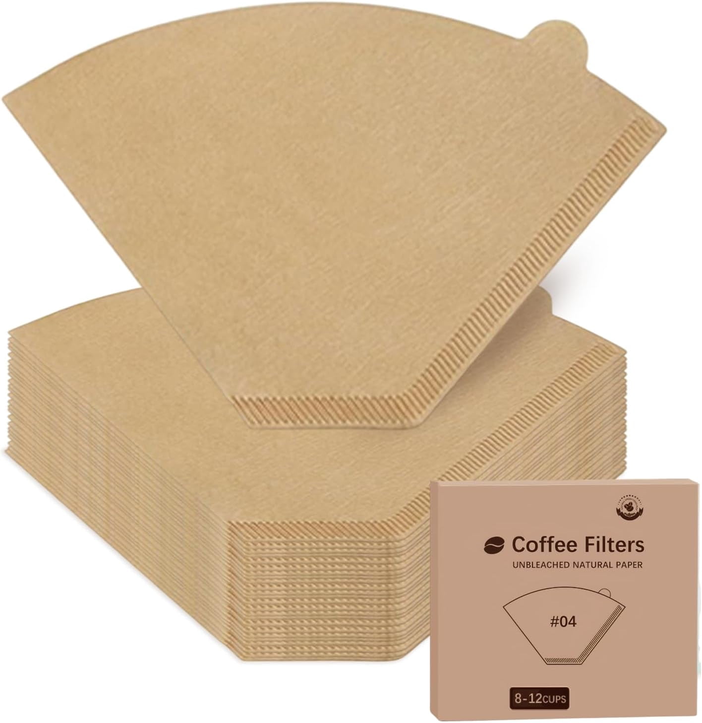 4 Cone Coffee Filters 200 Count, Unbleached Natural Paper 8-12 Cup ...