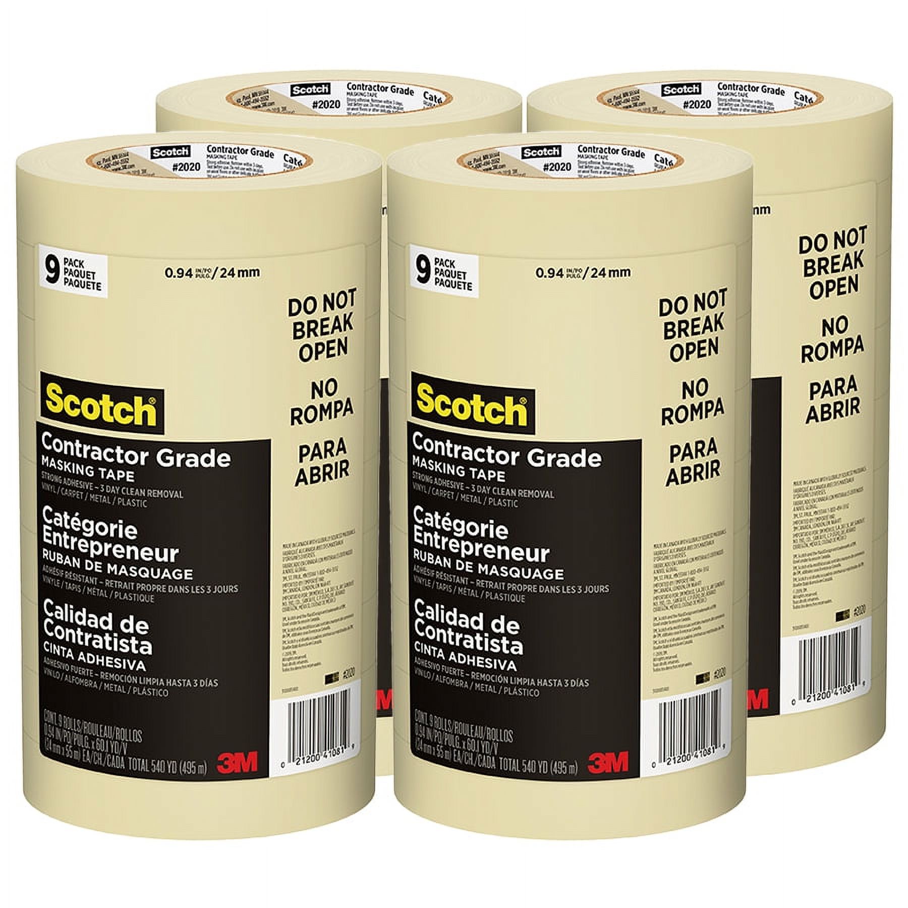 4 Contractor Packs of .94" x 60 yds 3M 2020‐24AP‐9 Tan Scotch ...