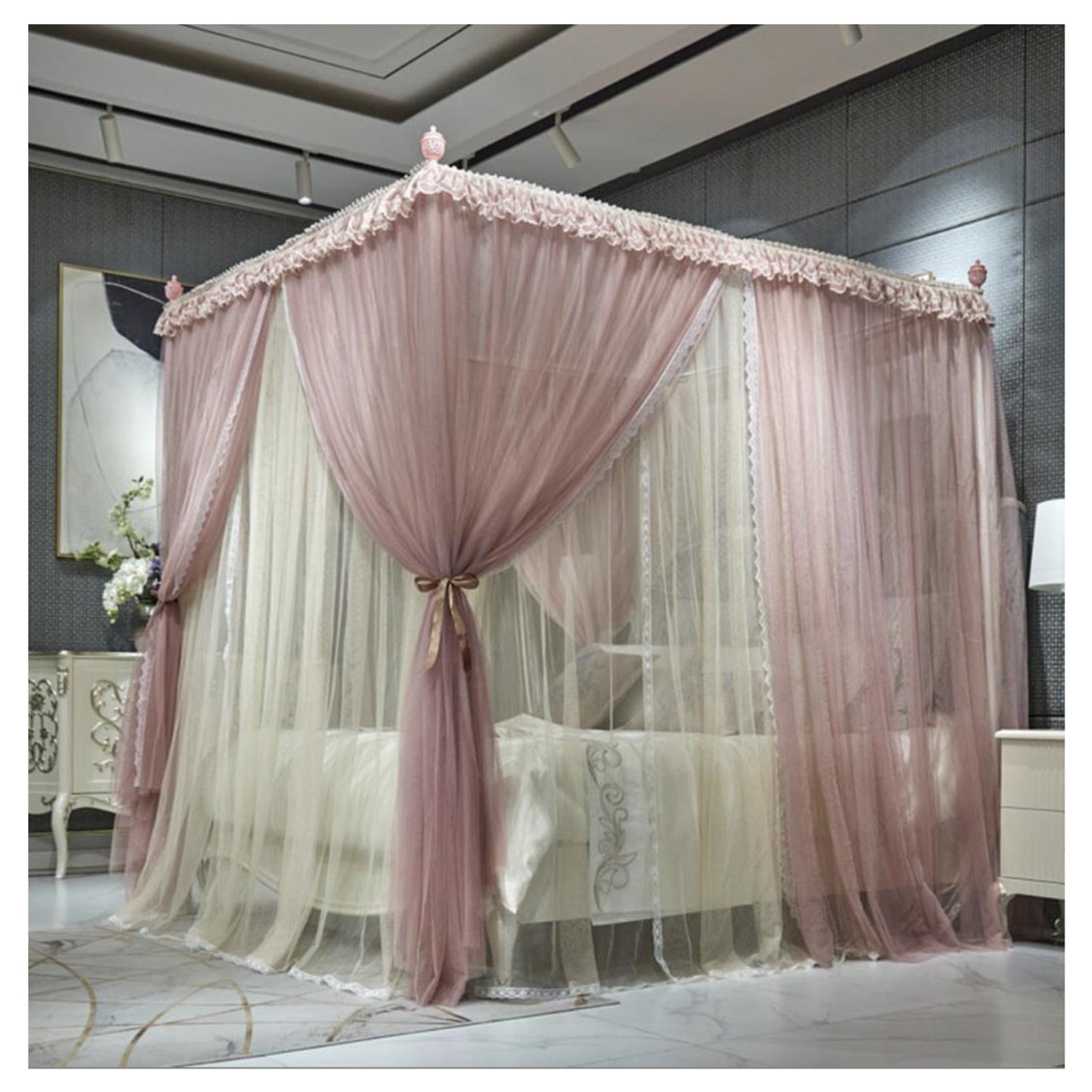 4 Corner Post Mosquito Net Curtains Bed Curtain Canopy Netting Mosquito ...