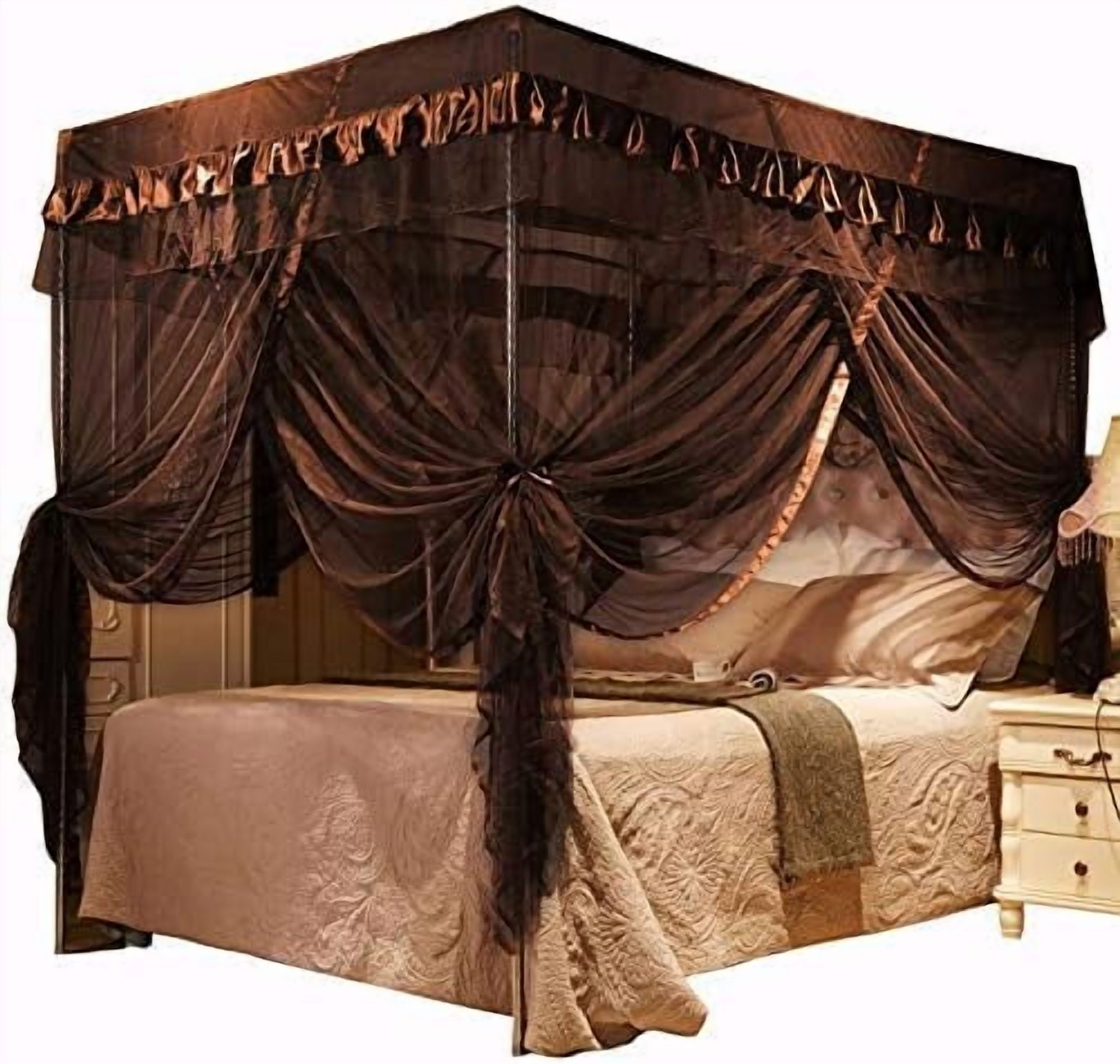 4 Corners Post Canopy Bed Curtains Canopy for Bed King Size - Royal ...